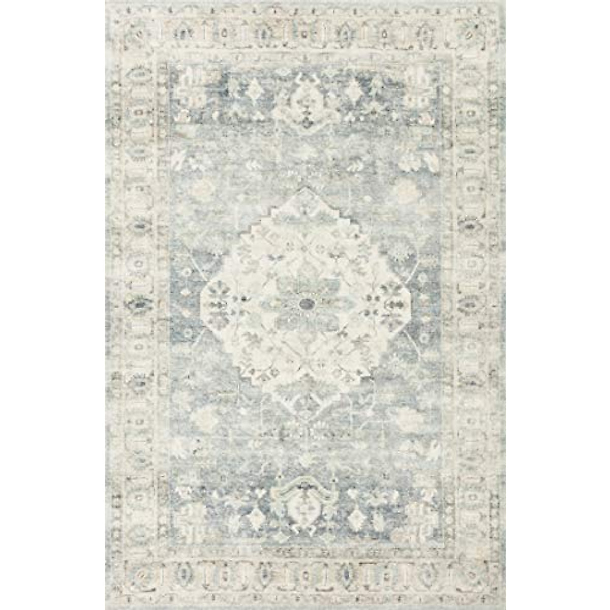 Loloi II Rosette Collection ROS-07 Denim/Fog, Traditional 7'-6" x 9'-6" Area Rug