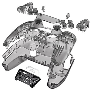 eXtremeRate Full Set Housing Shell with Buttons Touchpad Cover, Clear Black Custom Replacement Decorative Trim Shell Front Back Plates Compatible with ps5 Controller BDM-030 BDM-040