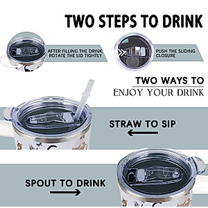 ZNYYZYBA 40 oz Tumbler With Handle and Straw, Cat Tumbler With Leak Proof Lid, Reusable Stainless Steel Insulated Travel Coffee Mug, Gifts for Cat Lovers