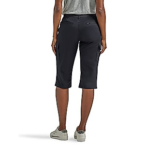 Lee Women's Flex-to-Go Mid-Rise 15" Cargo Skimmer Capri Pant, Black, 10 Petite