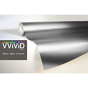VViViD Silver Satin Chrome Car Wrap 1/2ft x 5ft Stretch Conform Cast Vinyl 3Mil-VViViD8
