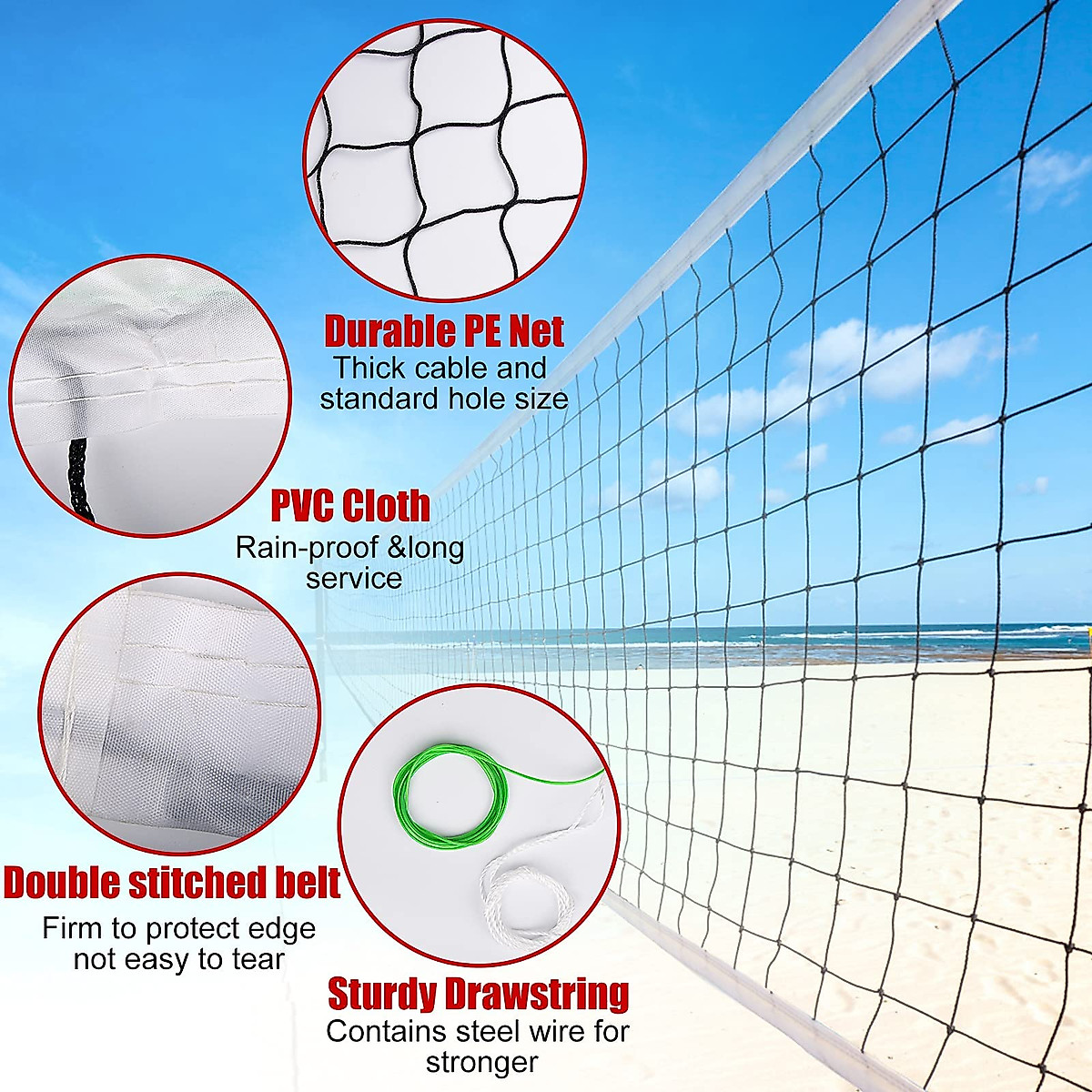 Professional Volleyball Net Outdoor Sand, Grass Volleyball Net for Backyard, Portable Beach Kid Net, Balance Board, Exercise Balance Pad, Yoga Mat Thick Non-Slip Foam Mat for Balance Exercise