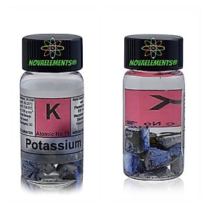 Potassium Metal Element 19 Sample K, Pure 1 gram 99,8% Pieces Under Mineral Oil in Labeled Glass Vial