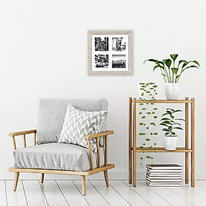 Americanflat 10x10 Collage Picture Frame in Driftwood - Displays Four 4x4 Frame Openings - Engineered Wood Square Picture Frame with Shatter Resistant Glass, and Includes Hanging Hardware for Wall