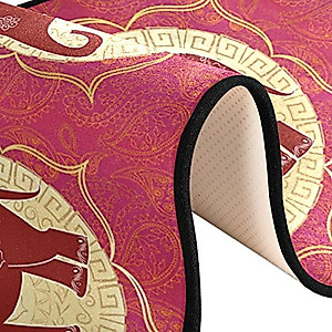 Indian Elephant with Mandalas Kitchen Rugs Non-Slip Soft Doormats Bath Carpet Floor Runner Area Rugs for Home Dining Living Room Bedroom 72" X 24"