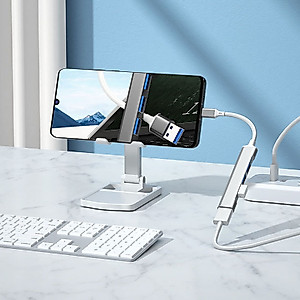 ZTGDUSB Hub 4 in 1 Multifunctional High Speed Driver-Free Fast Heat Dissipation File Transfer Portable Type-C USB 3.0 Docking Station Multi Splitter Adapter PC Accessories Silver A