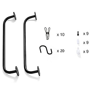 Mkono Hat Rack for Wall Baseball Cap Organizer Hanger with 20 Hooks Modern Metal Hat Holder Wall-Mounted Caps Display for Closet Door Bedroom Entryroom Laundry, Set of 2,Black