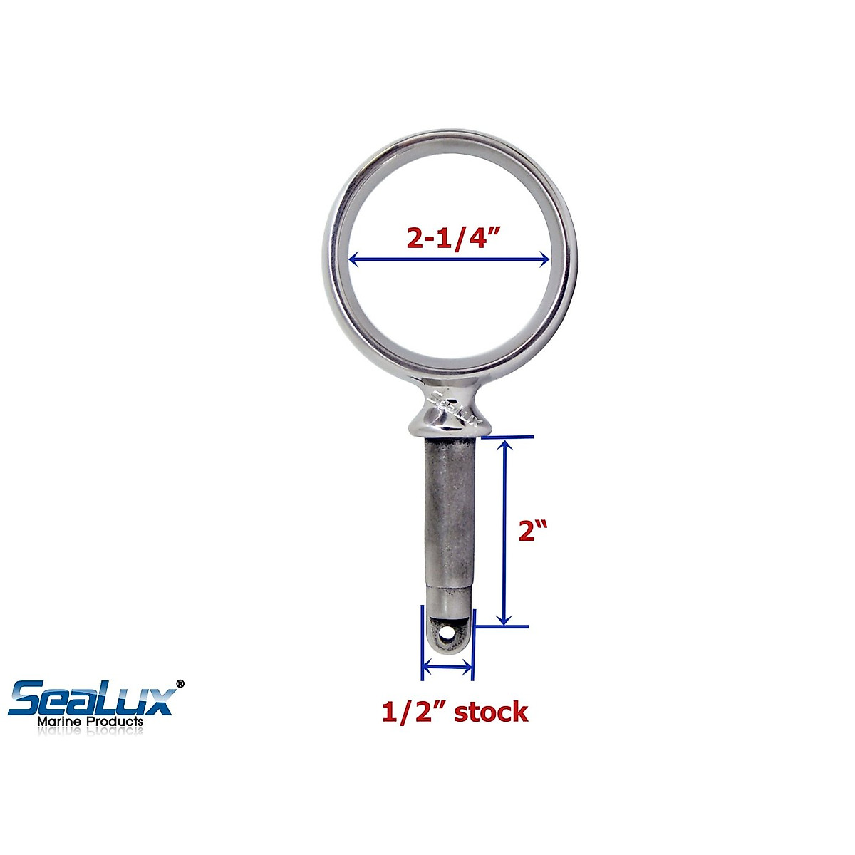 SeaLux 316 Stainless Steel I.d. 2-1/4" Round Oarlock Heavy Duty 1/2"x 2" Shaft for Boat/Kayak (Pair)