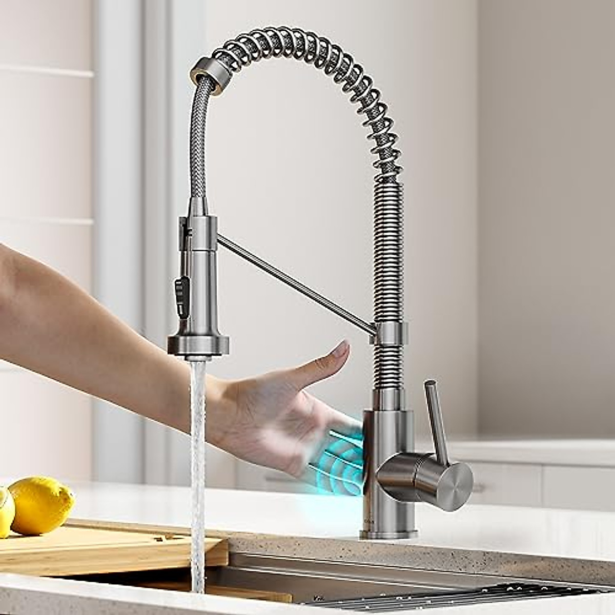 Kraus KSF-1610SFS Bolden Touchless Sensor Commercial Pull-Down Single Handle 18-Inch Kitchen Faucet, Spot Free Stainless Steel