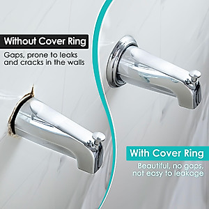 Enhon Universal Bathroom Spout with Metal Cover, 5 1/4 Inch Reach, Front Mount Tub Spout with Shower Diverter, 1/2'' IPS Thread (Chrome)