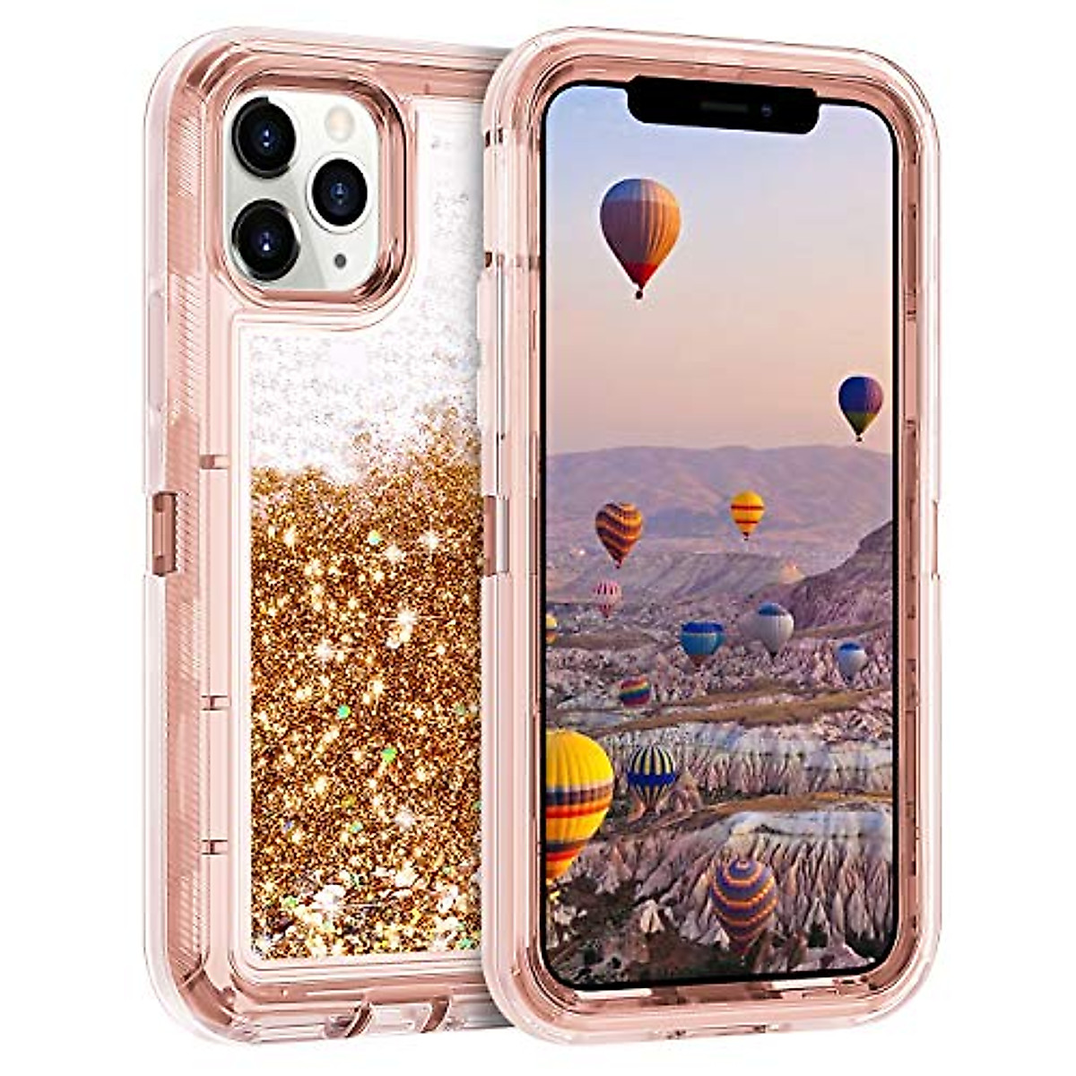 Coolden Case for iPhone 11 Pro MAX Cases Protective Glitter Case for Women Girls Cute Bling Sparkle Heavy Duty Hard Shell Shockproof TPU Case for 2019 Release 6.5 Inches iPhone 11 Pro MAX, Rose Gold