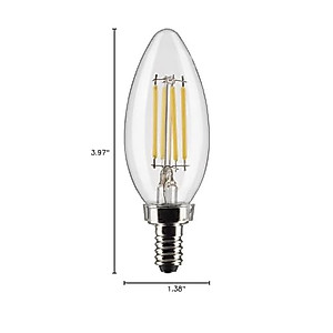 Satco S21820 4 Watt B11 LED Bulb, Clear, Candelabra Base, 3000K, 350 Lumens, 120 Volt, 2-Pack
