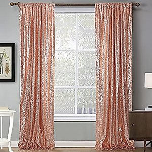 CMICHO Rose Gold Backdrop Curtain - 2.5x8FT 2 Curtain Panels Photography Backhround for Wedding Party Birthday Decoration