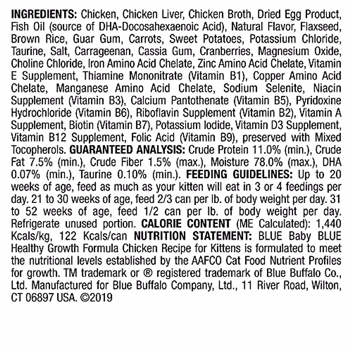 Blue Buffalo Baby Blue Healthy Growth Formula Natural Kitten Pate Wet Cat Food, Chicken Recipe 3-oz Cans (Pack of 24)