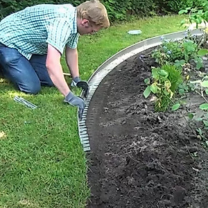 Garden Edging Border, Exquisite Workmanship 10Pcs Beautiful Appearance Stainless Steel Landscape Edging Border for Villa for Flower (50mm*50mm*1.0mm)