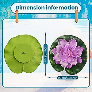 RONRONS 9 Pack Artificial Floating Foam Lotus Flowers with Water Lily Pad Ornaments, Ivory White