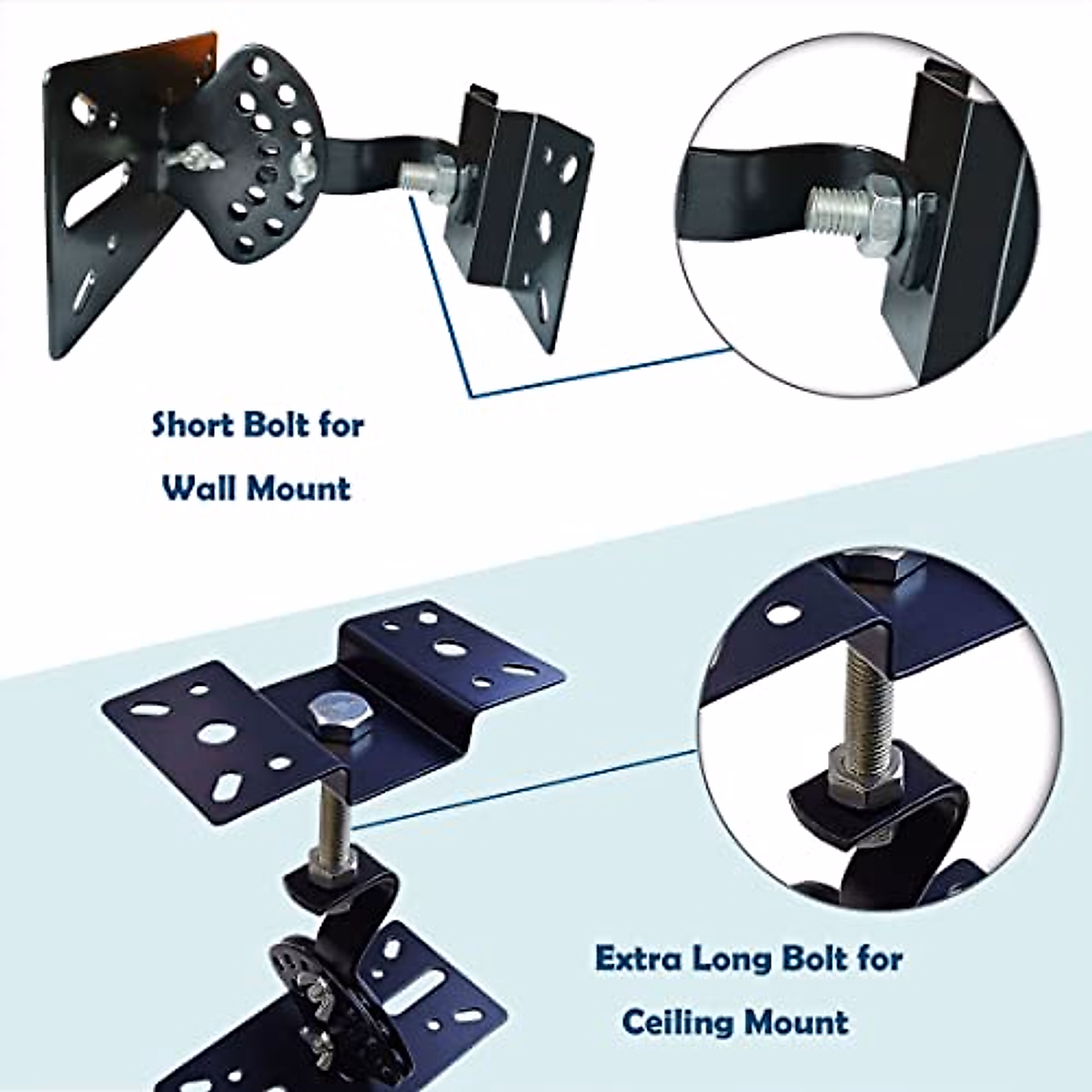 SPS-506B Ceiling Speaker Mounts Wall Mount, Horizontal 360 Degree Total Adjustment, Hold up to 90lbs, Stainless Steel, Ceiling Mounting Bracket for Large Surrounding Sound Speakers(2 Packs Black)