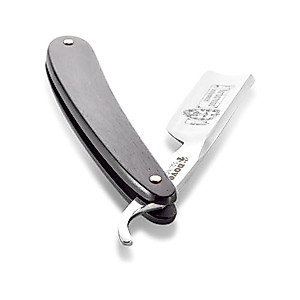 DOVO Barbarossa Moustache 46581 German Straight Razor | Carbon Steel | 5/8 Size | Full Hollow Ground | Round Point | Shortened Cutting Length | Ebony Wood Handle |, 1 ct.