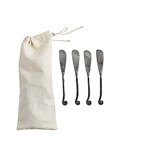 Creative Co-Op Hand Forged Canape Knives with Black Handles (Set of 4 Pieces