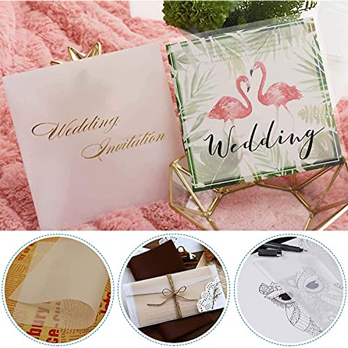 Vellum Paper Translucent Printable 110 Sheets 8.5x11 Inches for Wedding Invitations,Scrapbook Project (8.5x11 Inches, 93GSM/63LBS)