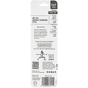 Zebra Pen Stainless Steel Writing Set, M-301 Mechanical Pencil and F-301 Mechanical Pencil, Black Grip, 2-Pack