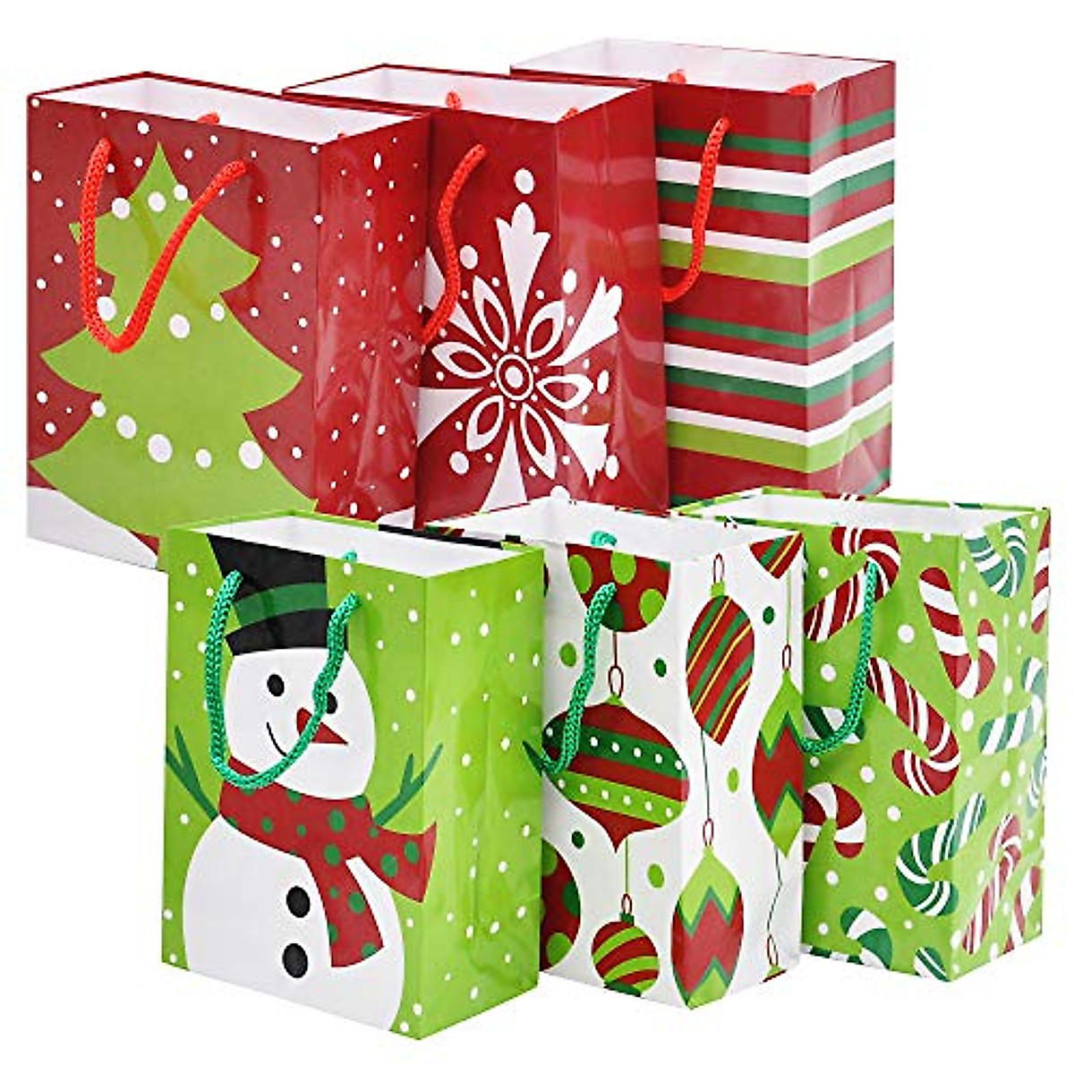 JOYIN 18 Pack Christmas Gift Bags, Holiday Paper Bags for Christmas Gift-Giving, Classroom and Party Favors (not included tissue paper)