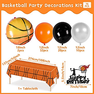 76pcs Basketball Birthday Party Decorations with Basketball Banner Honeycomb Centerpiece Basketball Balloons Cake Topper Tablecloths for Boys Basketball Theme Party Decorations