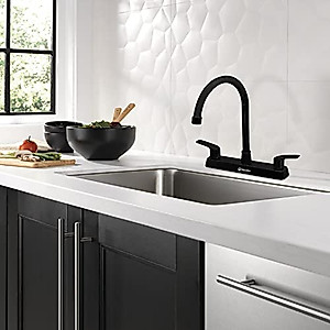 SOLVEX 2 Handle Kitchen Sink Faucet, Matte Black High Arc 360 Swivel Stainless Steel Pipe 3 Hole Kitchen Faucet, Commercial Modern Chrome Kitchen Sink Faucet, SP-80066-N