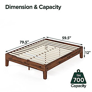 Zinus Marissa 12 Inch Deluxe Wood Platform Bed / No Box Spring Needed / Wood Slat Support / Antique Espresso Finish, Queen