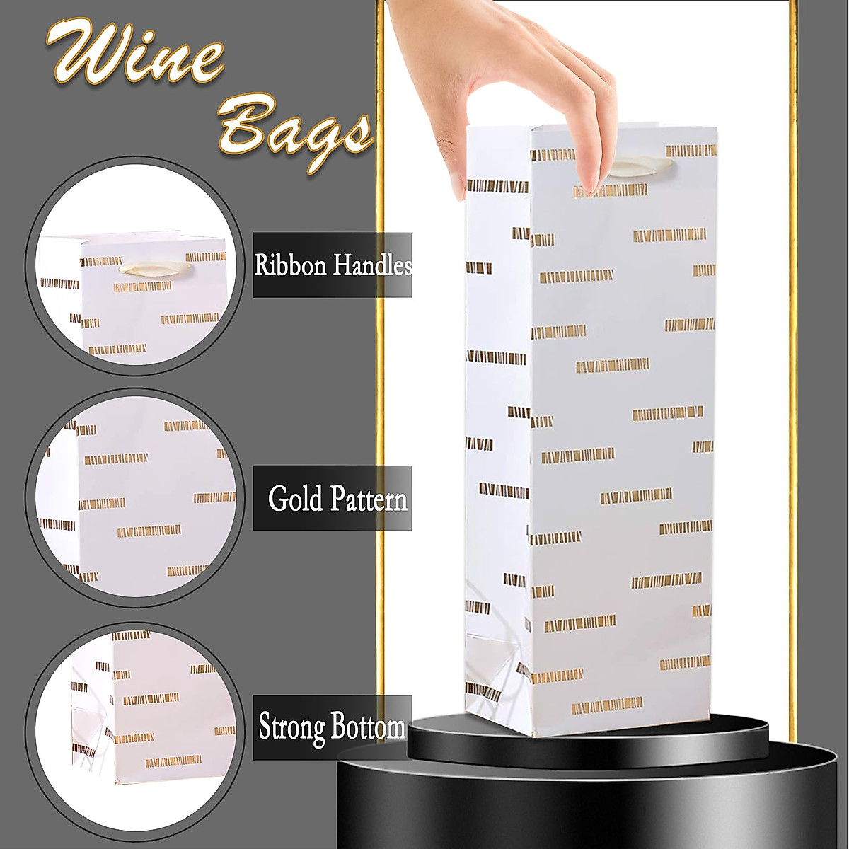 SHIPKEY 12 Pack of Wine Gift Bag, Bags Bulk for Wine Bottles, 13.7” Wine Bottle Bags for Thanksgiving, Halloween, Easter Day, Graduations, Weddings, Christmas, Mother's Day and other Holidays