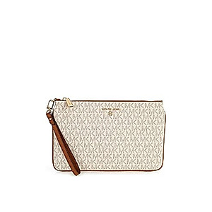 Michael Kors Jet Set Charm Large Top Zip Wristlet Vanilla/Acorn One Size