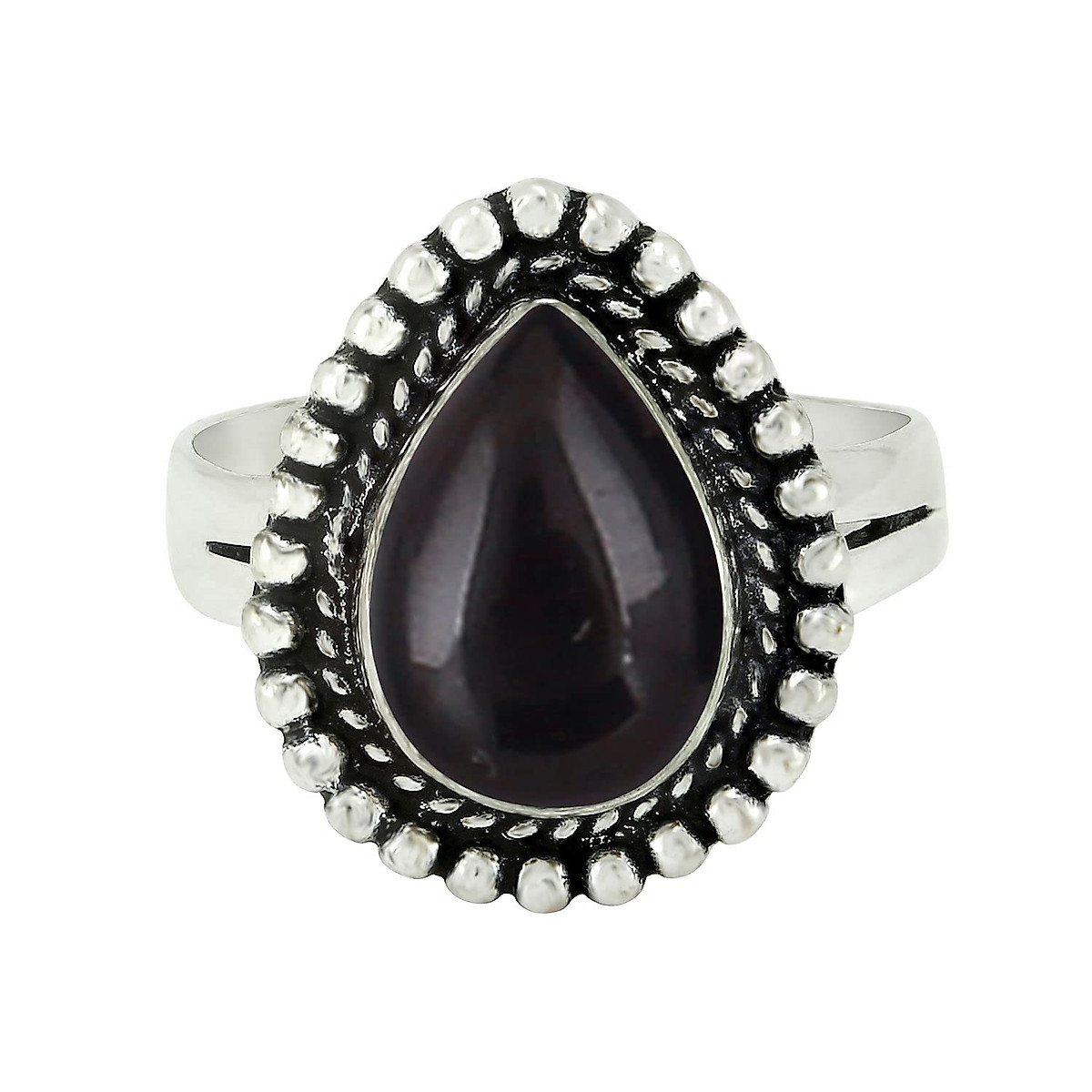 5.07Cts Solitaire Natural Black Onyx 925 Silver Plated Ring Size 9 For Women, Handmade Black Stone July Birthstone Ring Jewelry Gift For Women Mom Wife