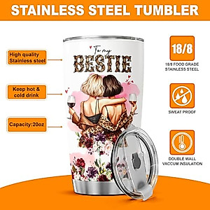 HUBUPU My Bestie Best Friend, Tumbler 20 Oz With Lid And Straw, Holiday and Christmas Gifts, Tumblers Women