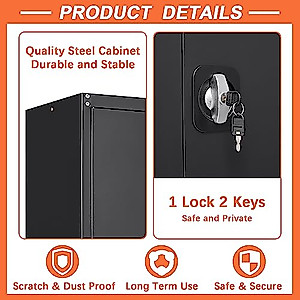 LUCYPAL Metal Storage Cabinet,71" Steel Office Cabinet with Storage Shelves and Double Doors for Garage and Utility Room, Home Office,Black