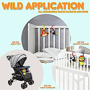 Innofans Baby Car Seat Infant Toys - Baby Travel Activities, Sensory Stroller Toy for Toddlers, Portable Car Seat Toys with Music, Mirror and Squishy Animals Toys, Newborn Toys, Baby Activity Center