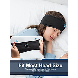 Lullaband Bluetooth Headband Headphones, Sleep Headphones for Side Sleepers, Sleeping Headphones Comfortable Headband with Thin Speaker Microphone Handsfree Gift