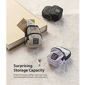 Ringke Mini Pouch Two Pocket, Small Bag for Universal Wireless Ear Buds, Durable Waterproof Keychain Accessories Compatible with AirPods Pro 2nd Generation and AirPods 4 Case - Beige