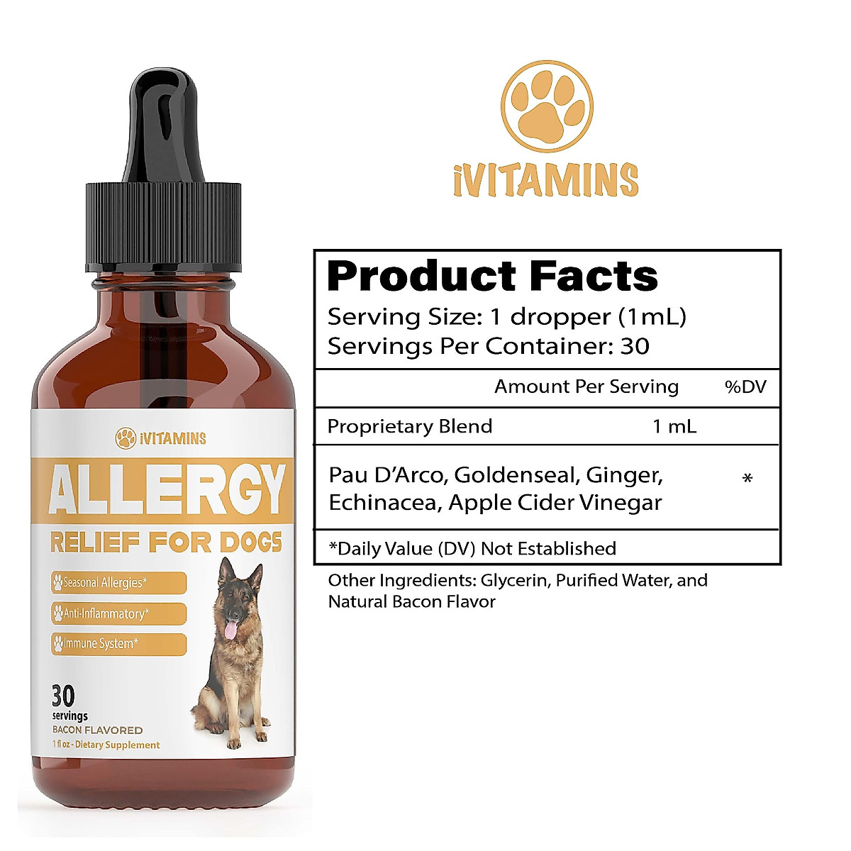 Natural Dog Allergy Relief - Helps to Naturally Support Allergy & Itch Relief for Dogs - Allergy Relief for Dogs Itching - Itch Relief for Dogs - Dog Itch Relief - Dog Allergy Support - 1 fl oz (Dogs)