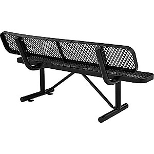 Global Industrial 72" L Expanded Metal Mesh Bench w/Back Rest, Black