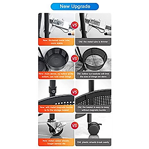 Stylifing 4 Tier Rotating Multi Layer Kitchen Shelf with Wheels, Kitchen Storage Cart for Vegetable Fruits Onion, Black Metal Household Organization Shelf Corner Shelves for Living Room