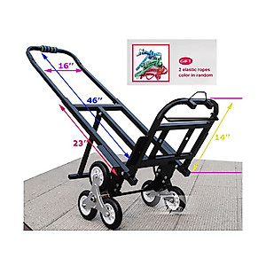 INTBUYING Stair Climber Hand Truck Carbon Steel,420LBS Capacity Stair Climbing Folding Hand Truck 6 Wheels & 2 Backup, Rubber Mute Wheel,Adjustable Handle Length Dolly Cart Trolley for Stairs