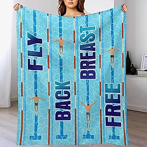 Swimming Blanket Swim Gifts for Girls Boys Woman Swimmer Sport Throw Blankets Soft Blanket Warm Fleece Flannel Plush Blankets for Bed Sofa Couch 40"x50"