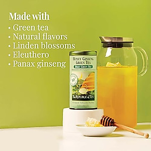 The Republic of Tea - Honey Ginseng Green Tea, 50 Tea Bags, Tin | Flavored Gourmet Tea | Caffeinated
