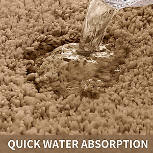 Buganda Microfiber Bathroom Contour Rug (24x20, Camel) Shaggy Soft and Absorbent, Non Slip, Thick Plush, Machine Washable U Shape Toilet Rug for Bathroom