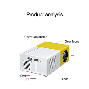 Mini Projector Portable Projector Supports Hd 1080p Outdoor Mobile Power Supply Camper Apartment Classroom Must Haves Electronics Tech Gadgets Birthday Gifts for Men Personalized Gifts (Yellow)