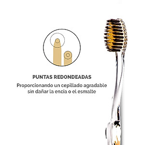 Nano-b Manual Toothbrush for Adults with Sensitive Gums, Gold & Charcoal Soft/Medium Bristles, Travel Case, Crystal