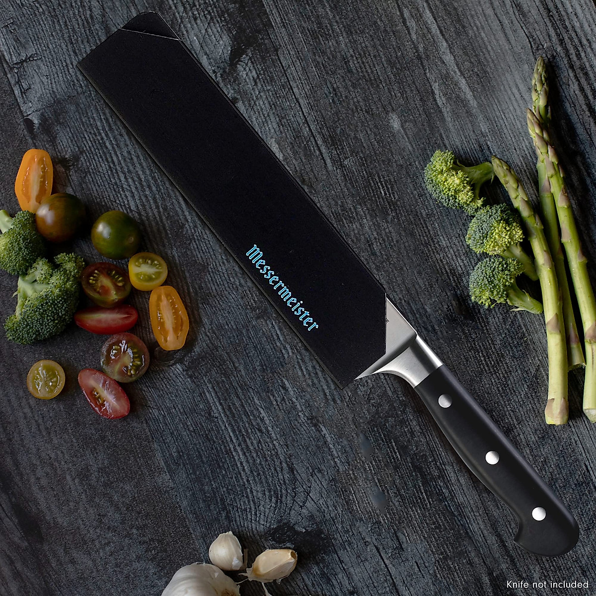 Messermeister 8” Chef’s Edge-Guard, Black - Fashionable & Functional Knife Protector for Chef’s & Wide-Blade Knives - 2 Blade Entry Notches - 8.5” x 1.9375”