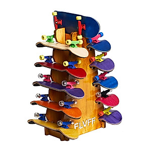 FLVFF Fingerboard Display Rack Storage Organizer Exhibit Finger Skate Rail ramps and Parks (RA1) (Brushed Light Brown)