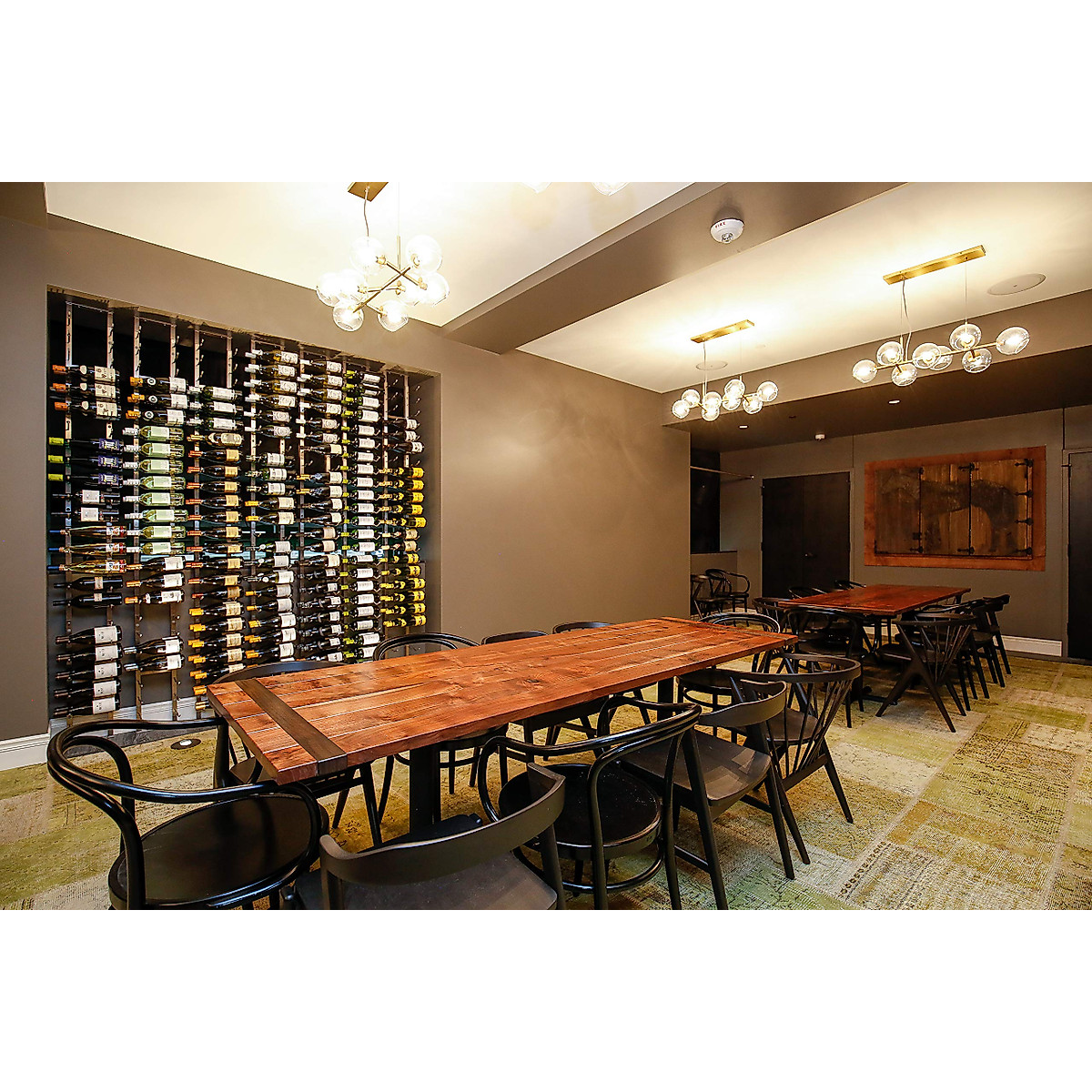 VintageView Wall Series Frame - Up to 162 Bottle Floating Wine Rack - Stylish Modern Wine Storage with Label Forward Design (Brushed Nickel, 10')