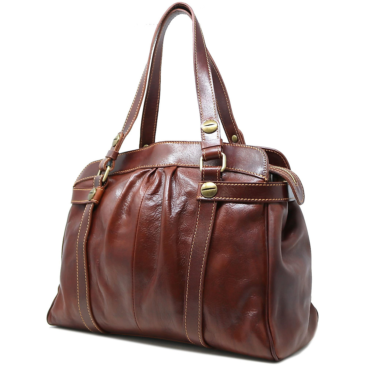Floto Milano Shoulder Bag in Vecchio Brown Italian Calfskin Leather